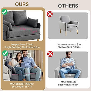 Redlife Oversized Sofa Chair, Convertible Sleeper Sofa, 3-in-1 Convertible Sofa Bed Folding Sleeper Bed Chair, Oversized Comfy Single Sofa Couch with 4 Pillows for 650lbs Big Man (Grey)