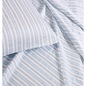 Laura Ashley - Queen Sheets, Soft Sateen Cotton Bedding Set - Sleek, Smooth, & Breathable Home Decor (Fern Blue, Queen)