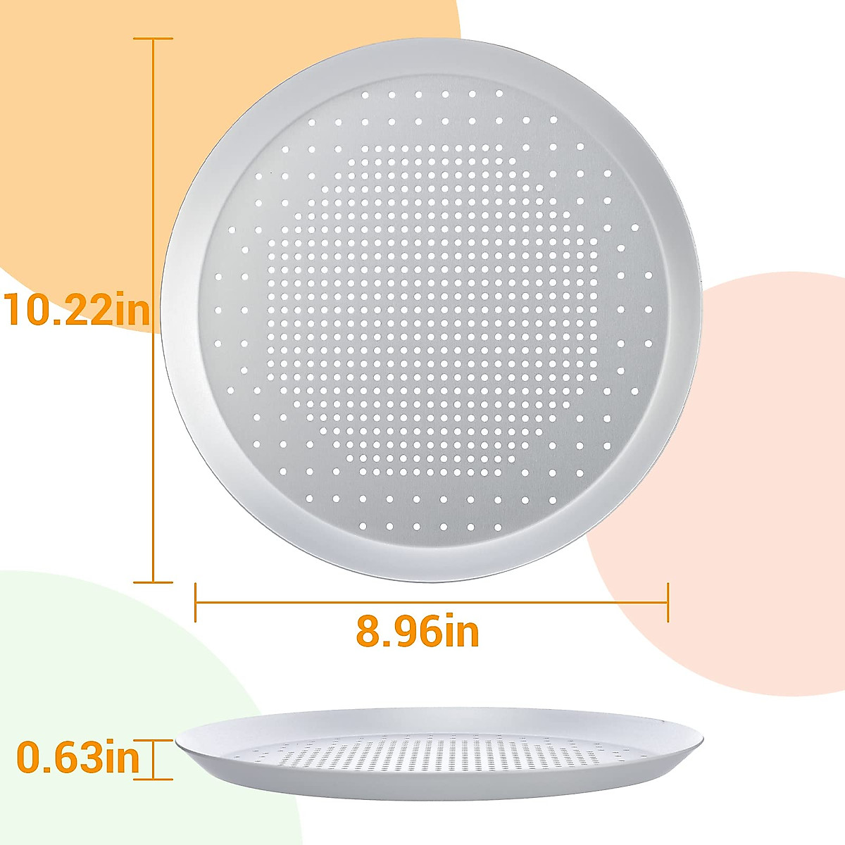 Suice Nonstick Pizza Pan with Holes 10 Inch, Aluminum Alloy Pizza Pan for Oven Round Pizza Tray, 1Pc Pizza Baking Sheet for Baking Crispy Pizzas, Durable Perforated Pizza Bakeware for Oven Use -Silver