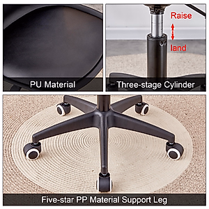 CIATRE Black Modern Home Office Desk Chairs, Adjustable 360 °Swivel Chair Engineering Plastic Armless Swivel Computer Chair with Wheels for Living Room, Bed Room Office Hotel Dining Room