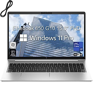 HP Elitebook 650 G10 15.6" FHD Business Laptop Computer, 13th Gen Intel 10-Core i7-1355U, 8GB DDR4 RAM, 128GB PCIe SSD, WiFi 6E, BT 5.3, Backlit KB, Fingerprint Reader, Windows 11 Pro, BROAG Cable