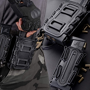 IDOGEAR 9mm Mag Pouch Pistol Magazine Pouch Soft Shell Fast Magazine Pouch Tactical Mag Carrier Hunting Airsoft Gear Tall Version (Tall-Dark Earth)