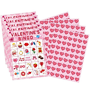 Valentine's Day Bingo Game for Kids 24 Players Valentine Party Game