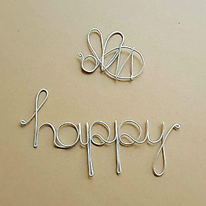 Camellia Bees Bee Happy Wire Wall Art - Bumble Bee Wall Decor - Wire Art - Wire Words - Bee Gift - Bedroom Inspo - Wire Sign (Silver)