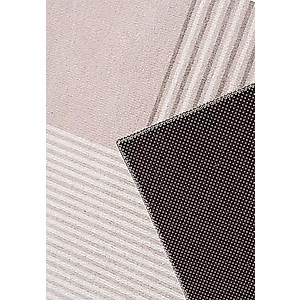 Black White Boho Shag Irregular Shaped Modern Rug for Living Room Bedroom Diningroom Ombre Texture Washable Area Rug Office Kitchen Hallway Faux Wool 6x8 Carpet