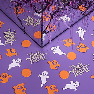 PAPER FAIR 1LB Halloween Crinkle Cut Paper Shred, Black Purple Iridescent Glitter Strand Raffia Filler w/Orange Ghosts Trick or Treat Confetti, Candy Gift Wrapping Basket Box Craft Bedding Cushion