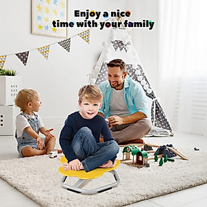 GCCSJ Kids Sensory Swivel Chair, Autism Kids Swivel Chair, Petal Sit and Spin Seat Balance Chair Indoor for Child Age 3+, Regulating Toddler’s Body Balance, Yellow Metal Base Non-Slip