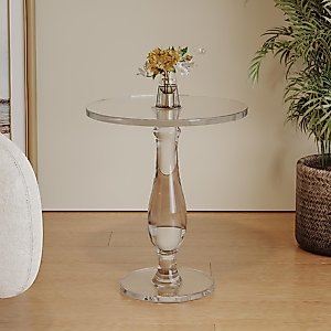 Gdrasuya10 Clear Acrylic Side Table End Table, Acrylic Pedestal End Table Small Accent Table with Solid Base Drink Table for Small Space Living Room, Bedroom, Balcony (14 inch)