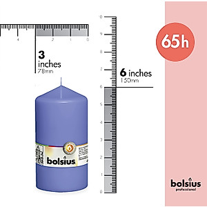 BOLSIUS 4 Blue Pillar Candles - 3x6 Inches - Individually Wrapped - Premium European Quality - 65+ Burn Hours - Dripless & Smokeless Smooth Flame - Unscented Dinner, Wedding, Party, & Décor Candles