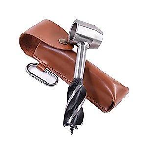 Survival Tool for Bushcraft Settlers, Manual Drill Wrench, Scotch Eye Auger Drill and Hand Hole Maker for Camping, Outdoor, Bushcrafting, with Protective Case and Hook