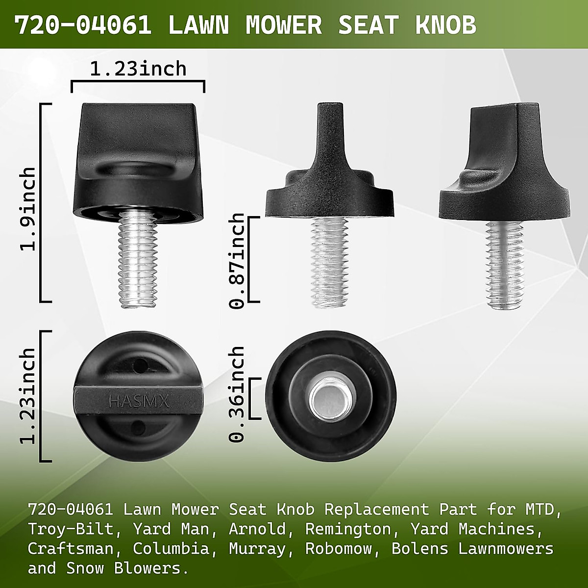 HASMX 720-04061 2 Pack Knob for MTD,Bolens, Brute, Columbia, Craftsman, Huskee, Huskee Supreme, MTD Gold, Mastercut, Murray, Troy Bilt, Yard Machines & Yard-Man and Fits 3A1762F020, 13A1762F065