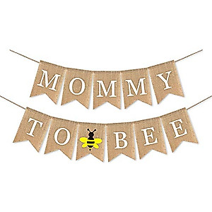 SWYOUN Burlap Mommy to Bee Banner Bumble Bee Theme Supplies Boy Or Girl Baby Shower Party Decoration