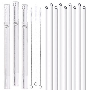AYOYO 10.5 Inch 9 Pack Clear Acrylic Plastic Straws Portable Reusable Straw For 19 OZ - 30 OZ Coffee Cups Mason Jar Tumblers With 3 Piece Telescopic Case/3 Piece Cleaning Brush