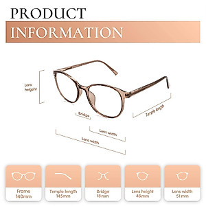 FONHCOO Blue Light Blocking Glasses Women Men TR90 Round Computer Eyeglasses (Coffee)