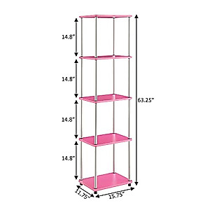 Convenience Concepts Designs2Go No Tools 5 Tier Tower, Pink/Chrome