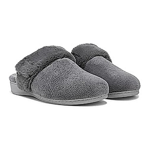 Vionic Adjustable Slipper with Orthotic Arch Support - Ind Charcoal - 7 Medium