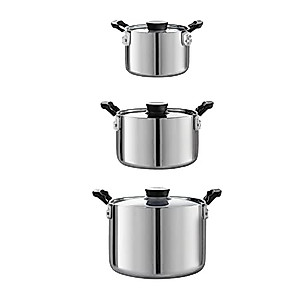 Tramontina Nesting 6 Pc Stainless Steel Tri-Ply Clad Sauce Pan and Stock Pot Set, 80116/048DS
