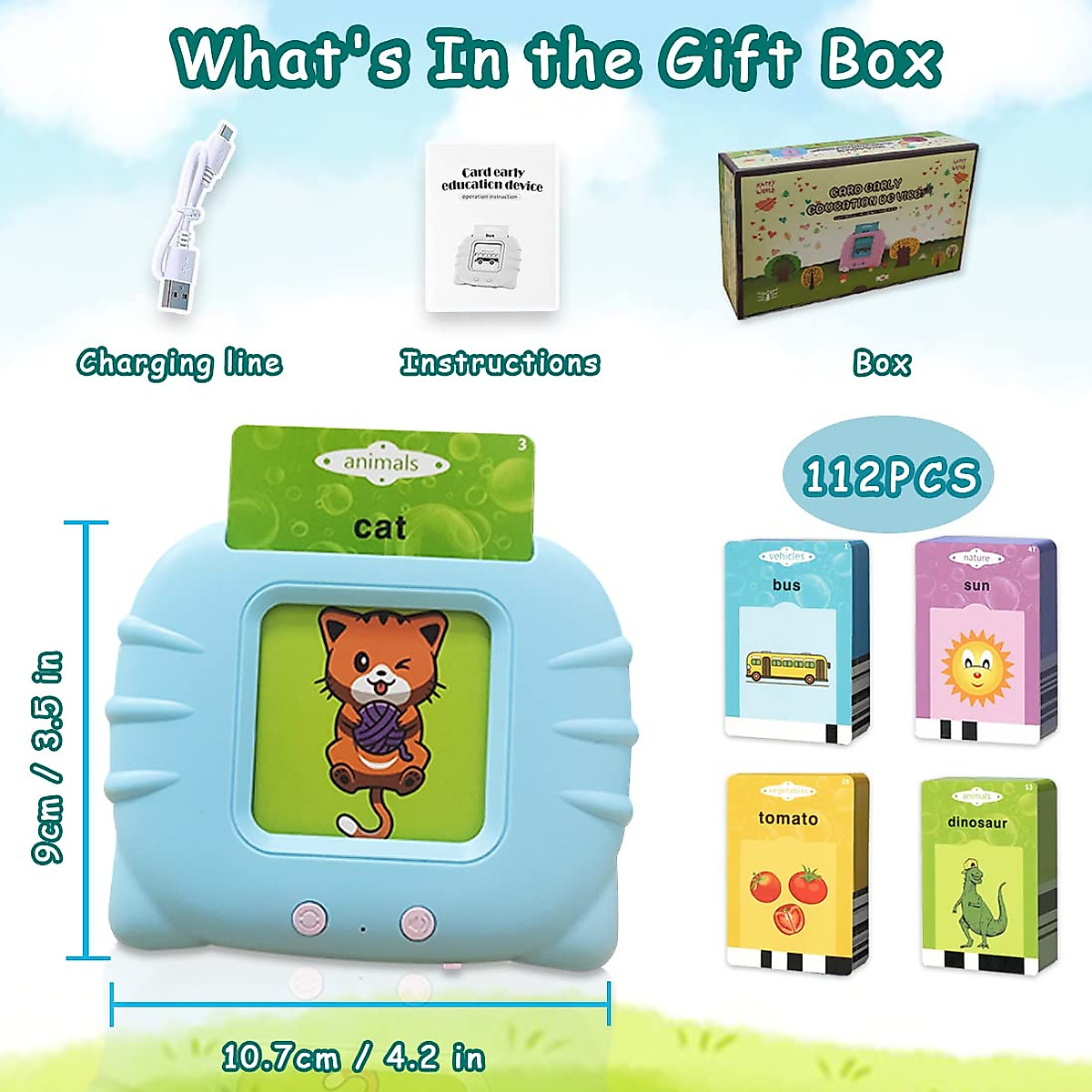 BAOXUE Toddler Learning Toys for 1 2 3 4 Year Old Girls Boys,Educational Toys for Toddlers Ages 2-4,Talking Flash Cards with 224 Sight Word,Speech Therapy Autism Toys Birthday Gift for Kids 1-3 (A)