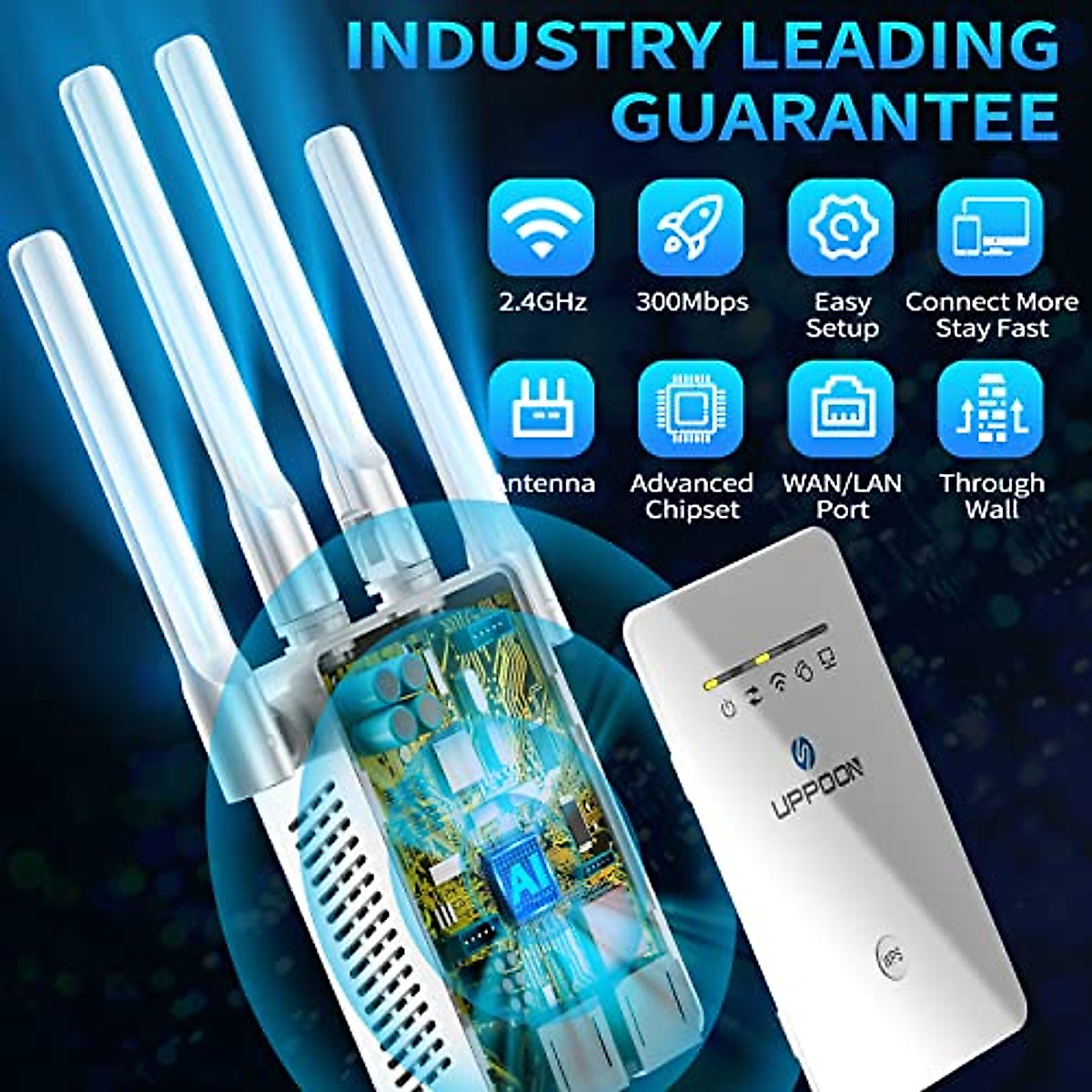 WiFi Extender, Wi Fi Extenders Signal Booster for Home Cover up to 8000 sq.ft & 35 Devices, Wireless Internet Signal Amplifier with Ethernet Port, Wi-Fi Repeater Easy Setup.