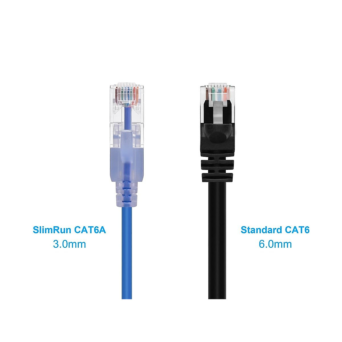 Monoprice Cat6A 25ft Blue 10-Pk Patch Cable UTP 30AWG 10G Pure Bare Copper Snagless RJ45 SlimRun Series Ethernet Cable