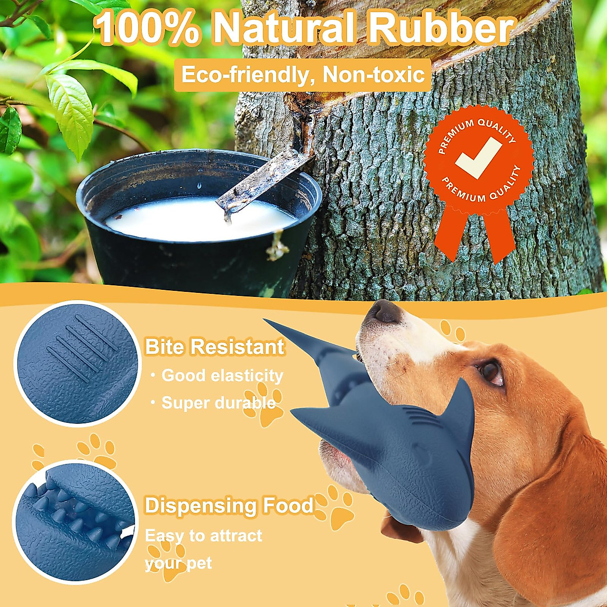 Quotik Dog Chew Toy, Indestructible Dog Toys for Aggressive Chewers, Tough Dog Toys Interactive, Durable Dog Toys for Puppies, Rubber Treat Dispensing Dog Toys