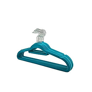 Uniware® Flocked Suede Hanger, Grooved Bar (Set of 20, Teal)