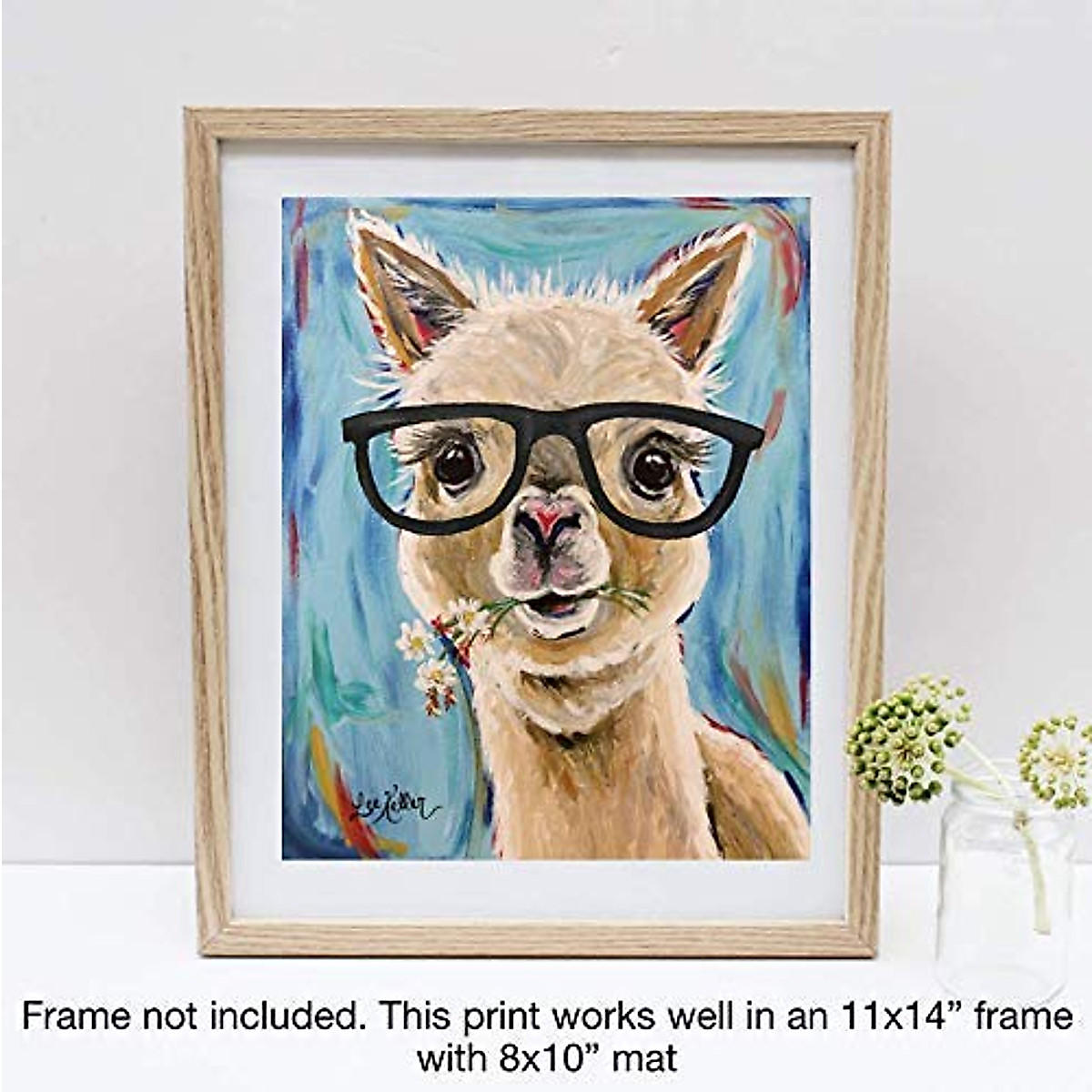 Alpaca Art Print - Alpaca Decor - Alpaca with Glasses Art - Gifts for Alpaca Lovers - Cute Alpaca Print - Alpaca Gifts - Alpaca Wall Art - Llama Art Alpaca Art from Lee Keller, Hippie Hound Studios