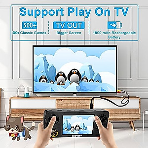 Retro Handheld Game Console,Preloaded 500 Kids Arcade Games Nostalgia Stick Game for TV, 32G, Portable 3.5 Inch Rechargeable Classic Toys, for Home Travel Birthday Boys Girls (Black)