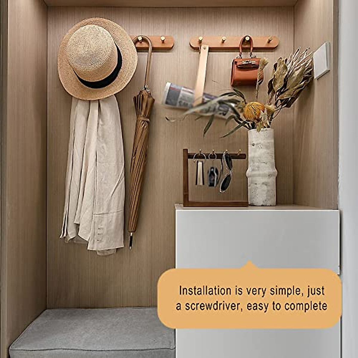 Coat Hook 8 Pack Gold Towel Hook Retro Brushed Brass Wall Robe Hangers with Screws for Bathroom, Bedroom and Kitchen Hanging Coat, Hat, Scarf, Robe & Bag ( Color : B )