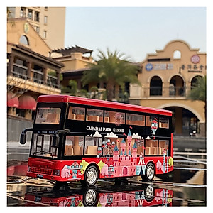 MING ZHEN Toy car Model for Sightseeing Tourist Double Decker Toy Bus City Bus Diecasts Alloy Toy Car Model Sound Light Kids Gift (Color : A1)