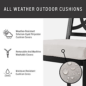 Crosley Furniture Chambers 7-Piece Outdoor Dining Set for 6, Patio Table and Chairs for Backyard, Deck, Matte Black with Creme Cushions