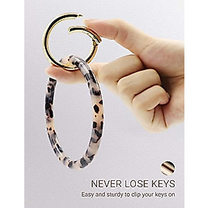 Mymazn key Ring Bracelet Wristlet Keychain Bangle Keyring for Women, Acetate Round Key Chain (Tortoise)