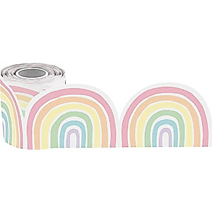 Teacher Created Resources Pastel Pop Rainbows Die-Cut Rolled Border Trim - 50ft - Decorate Bulletin Boards, Walls, Desks, Windows, Doors, Lockers, Schools, Classrooms, Homeschool & Offices