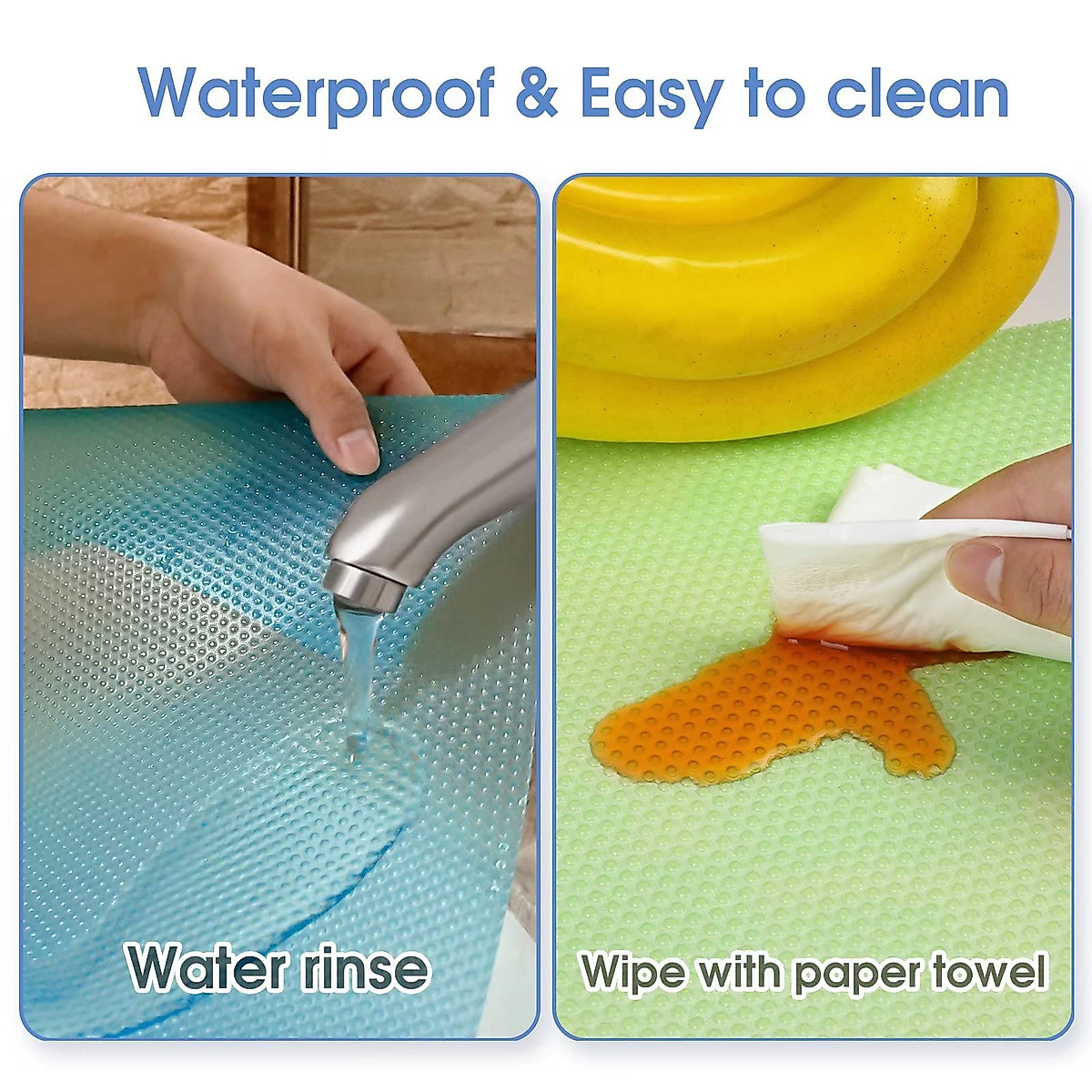 Elyum 8 Pcs Refrigerator Liners, Washable EVA Refrigerator Mats Fridge Shelf Liners Cuttable Fridge Mats Pads for Drawer Table Shelves Cabinet (3 Blue 3 Green 2 Pink, 17.7 x 11.4 Inch)