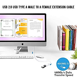 Costyle USB Extension Cable White 15Ft, USB 2.0 Extension Cord Type A Male to A Female White USB Extender Cable for Hard Drive, Security Camera,Printer, USB Keyboard,Mouse