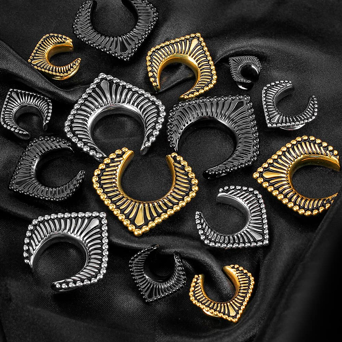 Casvort 2 PCS 10mm (00g) Hypoallergenic 316 Stainless Steel Silver V Spine Ear Plugs Tunnels Saddle Gauges Women Women Piercing Body Jewelry