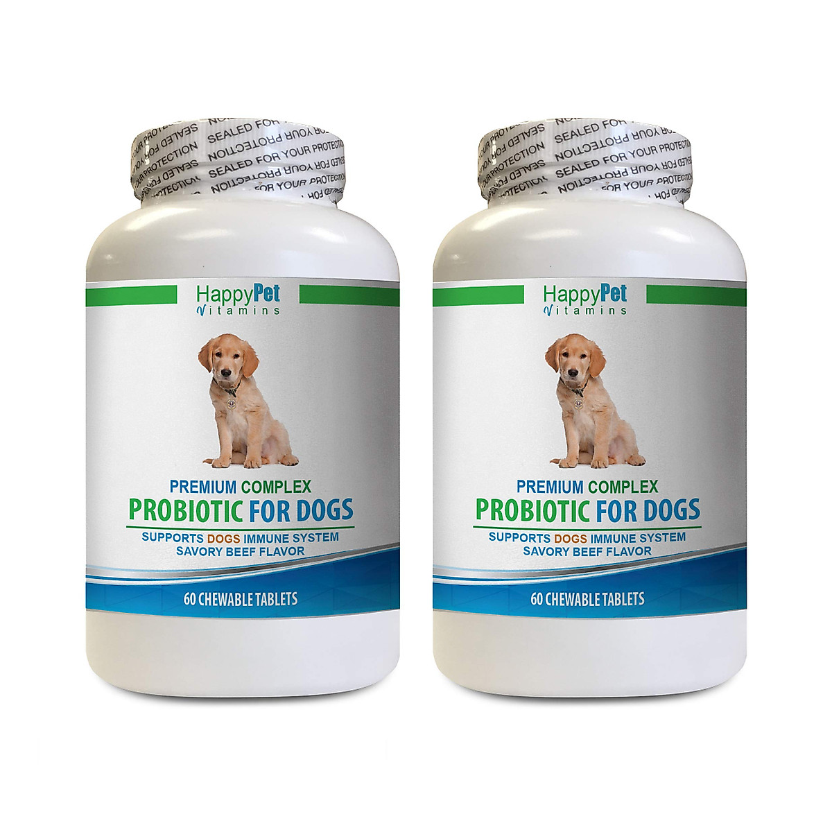 dog probiotic bites - DOG PREMIUM PROBIOTICS - SAVORY BEEF FLAVOR - STOPS DIARRHEA BAD GAS BAD BREATH - GUT HEALTH - dog treats for bad breath large dogs - 2 Bottles (120 Treats)
