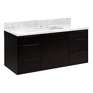 Signature Hardware 953673-48-RUMB-8 DITA 48" Wall Mounted Single Basin Vanity Set with Wood Cabinet, Quartz Vanity Top, and Undermount Sink