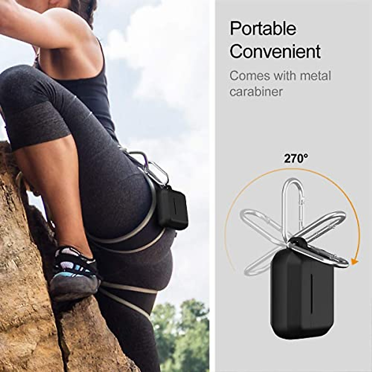 Doboli Compatible with AirPods 3 Case Cover for Airpods 3rd Generation Charging Case 2021 Silicone Protective Accessories Skin with Keychain （Front LED Visible） Square Black