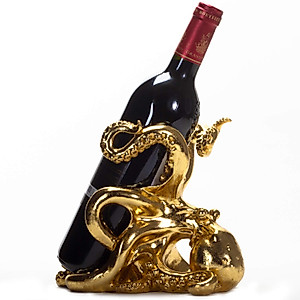 NIANWUDU AmazingGifts Ocean Sea Octopus The Call of Cthulhu Golden Finish Wine Holder Tabletop Home Decor Figurine