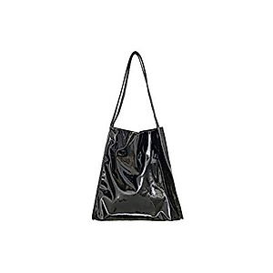 Ulisty Women Patent Leather Bag Soft Tote Bag Casual Shoulder Bag Fashion Handbag black