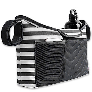 Baby Stroller Organizer Bag for Mom also Converts to a Stylish Shoulder Bag | BONUS Changing Pad | TWO Cup Holders | Mesh Pocket for iPhones, iPads, and Secret Compartment for your Wallets and Keys
