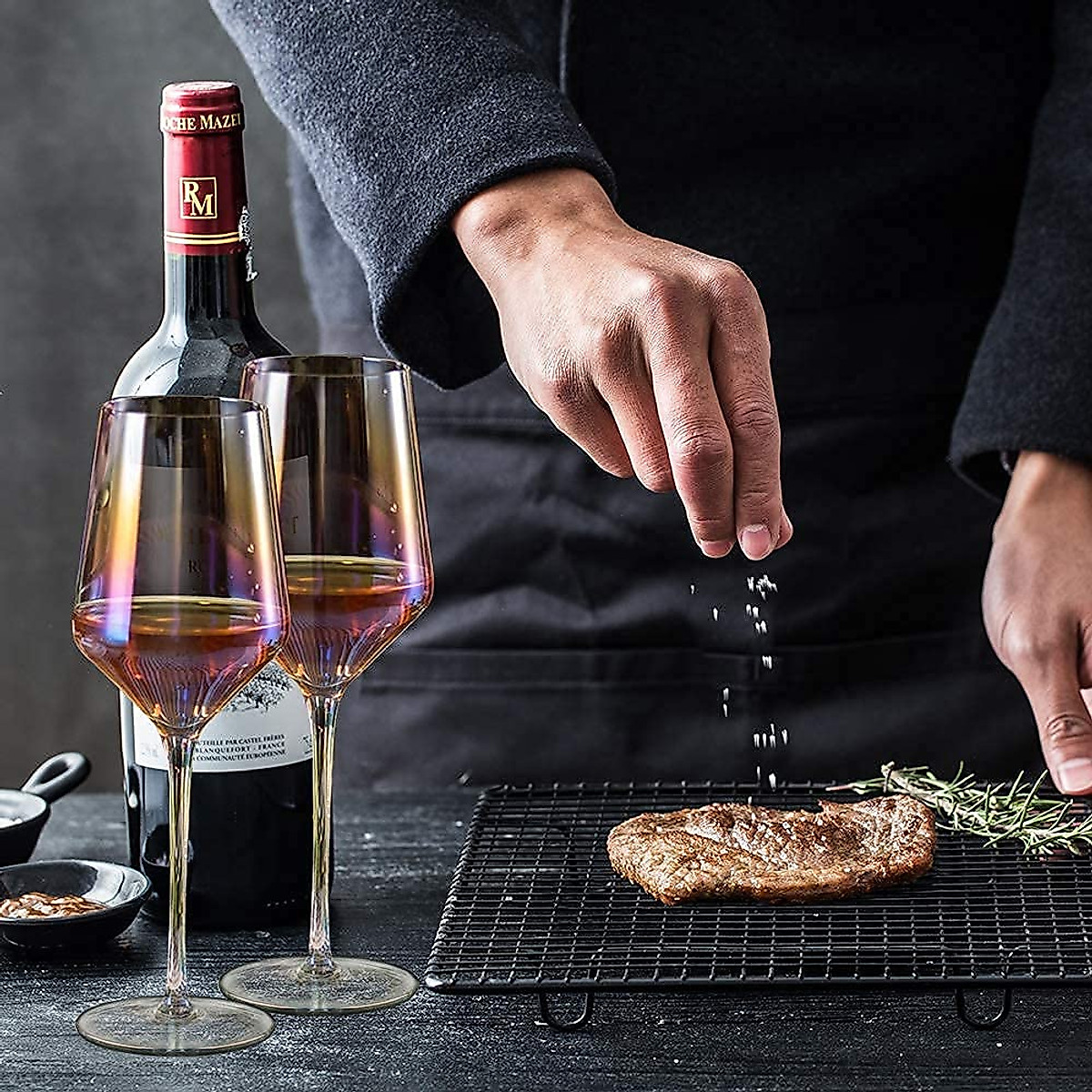 Gutsdoor Wine Glasses Set of 2 Crystal Red Wine Glasses Iridescent White Wine Glasses Long Stem Large 17 Ounce Wine Glass Hand Blown for Wedding, Anniversary, Christmas, Birthday, Gifts