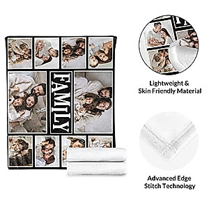 Custom Blankets with Photos, Custom Blanket with Picture for Family Mom Dad Couples Baby, Personalized Picture Blanket with 10 Photos Collage, Personalized Picture Throw Blanket for Birthday