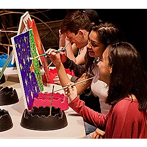 GoEasel is The Complete Painting Station. an All-in-One Easel Stand, Water Basin, and Brush Holder | for All Ages *Included with Easel is Color Palette and Canvas Clip* (Gray)