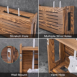 Router Shelf Wall Mount WiFi Router Storage Box Modem Cable Router Cover Organized Power Strip Cable Management Hider Rack by Wood Need Assembly 26 * 9.8 * 5.4 in(L* H * D) SSE
