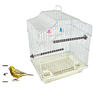 White 14-inch Extra Small Birds Parakeet Wire Bird Cage for Finches Canaries Lovebirds Green Cheek Conure Perfect Bird Travel Cage and Hanging Bird House