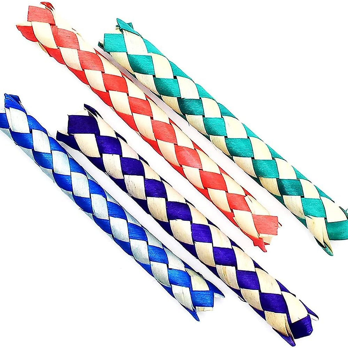 The Dreidel Company Classic Finger Traps, Chinese Bamboo Toys, Assorted Colors, 5" Inches (12-Pack)