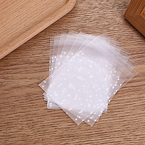 Hustar 200 Pcs White Polka Dot Self Sealing Cello Cellophane Bags Bakery Candle Soap Cookies Poly Bags 8x10cm