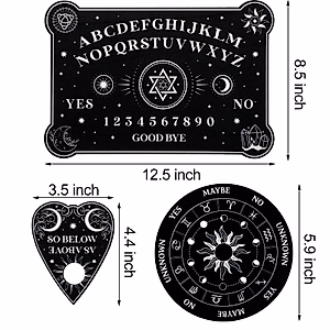 Pendulum Board Dowsing Kit with 3 Pcs Wooden Spirit Board Talking Board,1 Metaphysical Message Crystal Pendulum Necklace,2 Pcs Retractable Copper Dowsing Rods for Ghost Hunting, Energy Healing